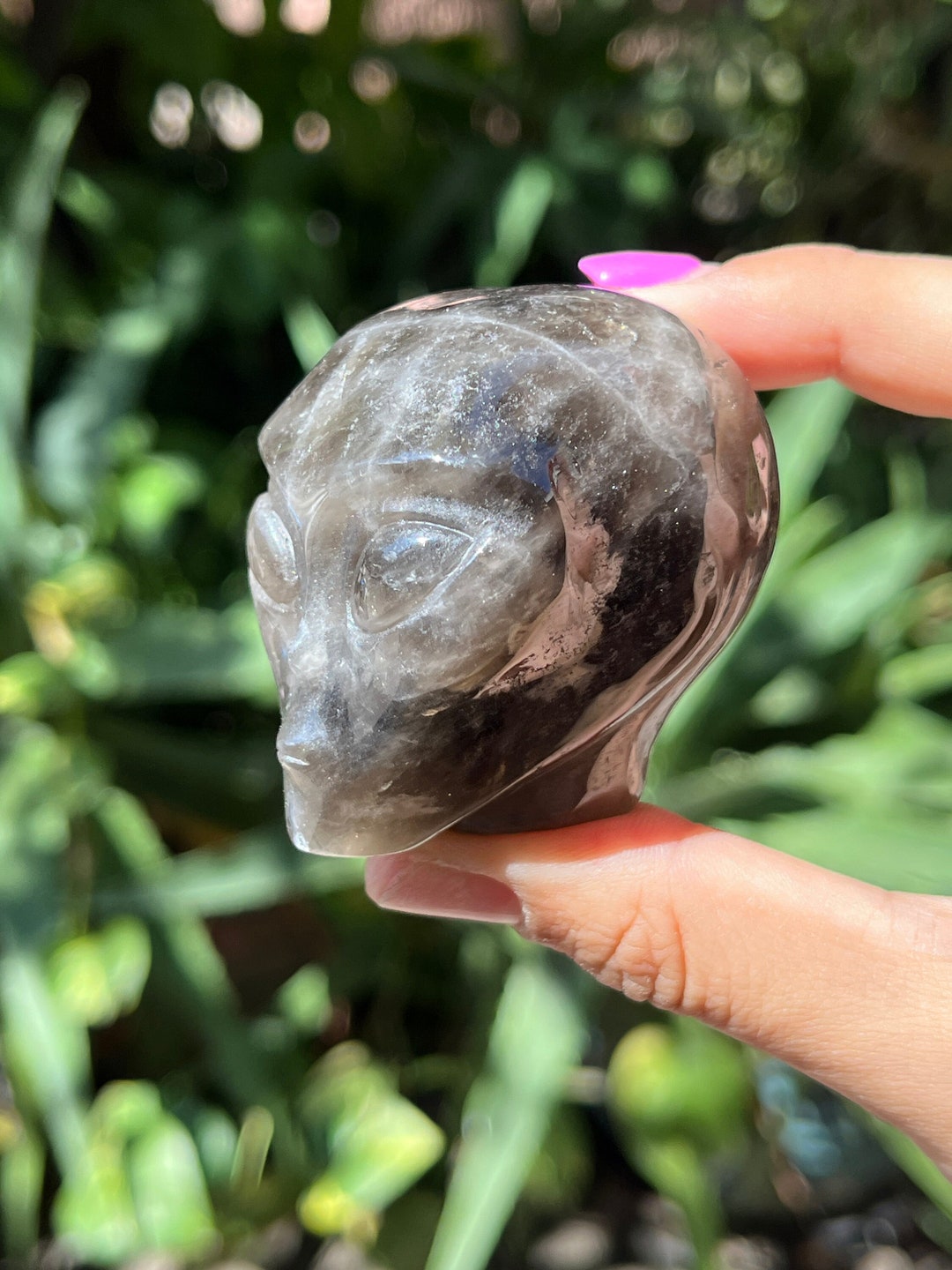 2.0" Black Quartz Alien Head, Star Being, Alien Skull, Crystal Skull ...