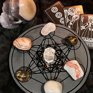 Large Black Obsidian Mirror With Black Metatrons Cube Altar Piece ...