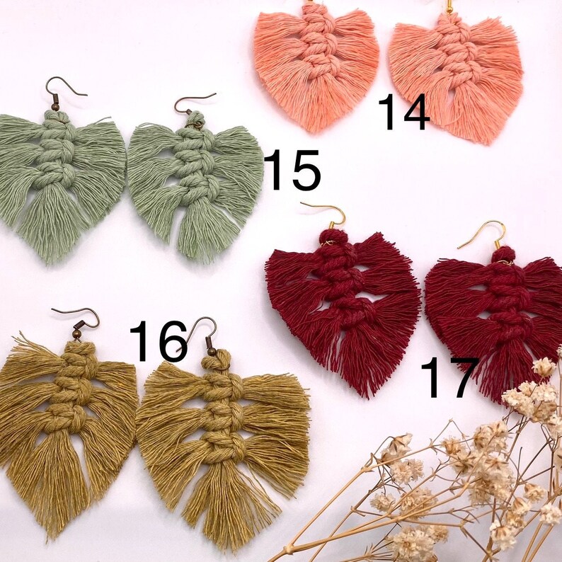 Macrame Feather Earring macrame Leaf Earrings Bohemian Tassel Earring Boho Macrame Jewelry - Etsy