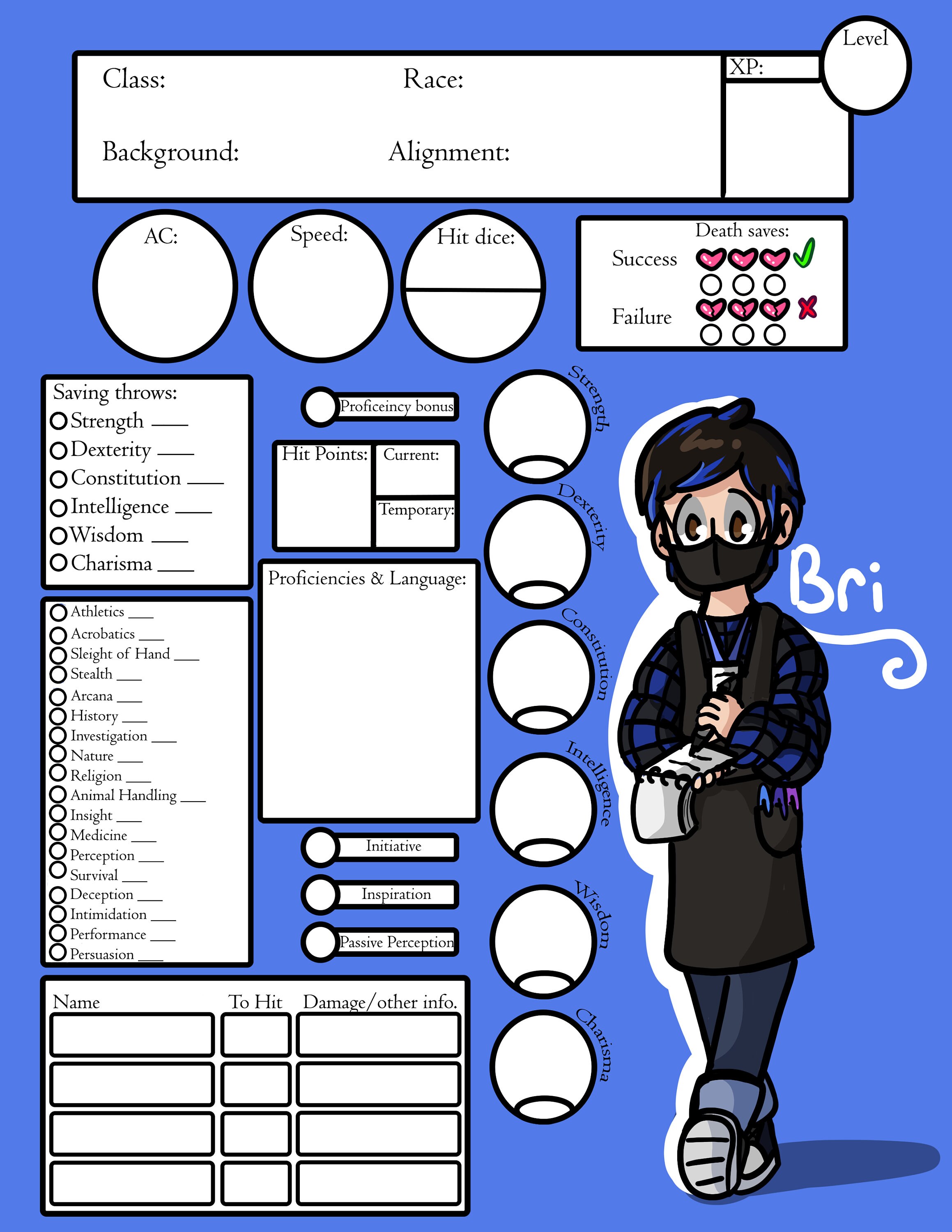 DND 5E Custom Printable Character Sheet READ DESCRIPTION - Etsy
