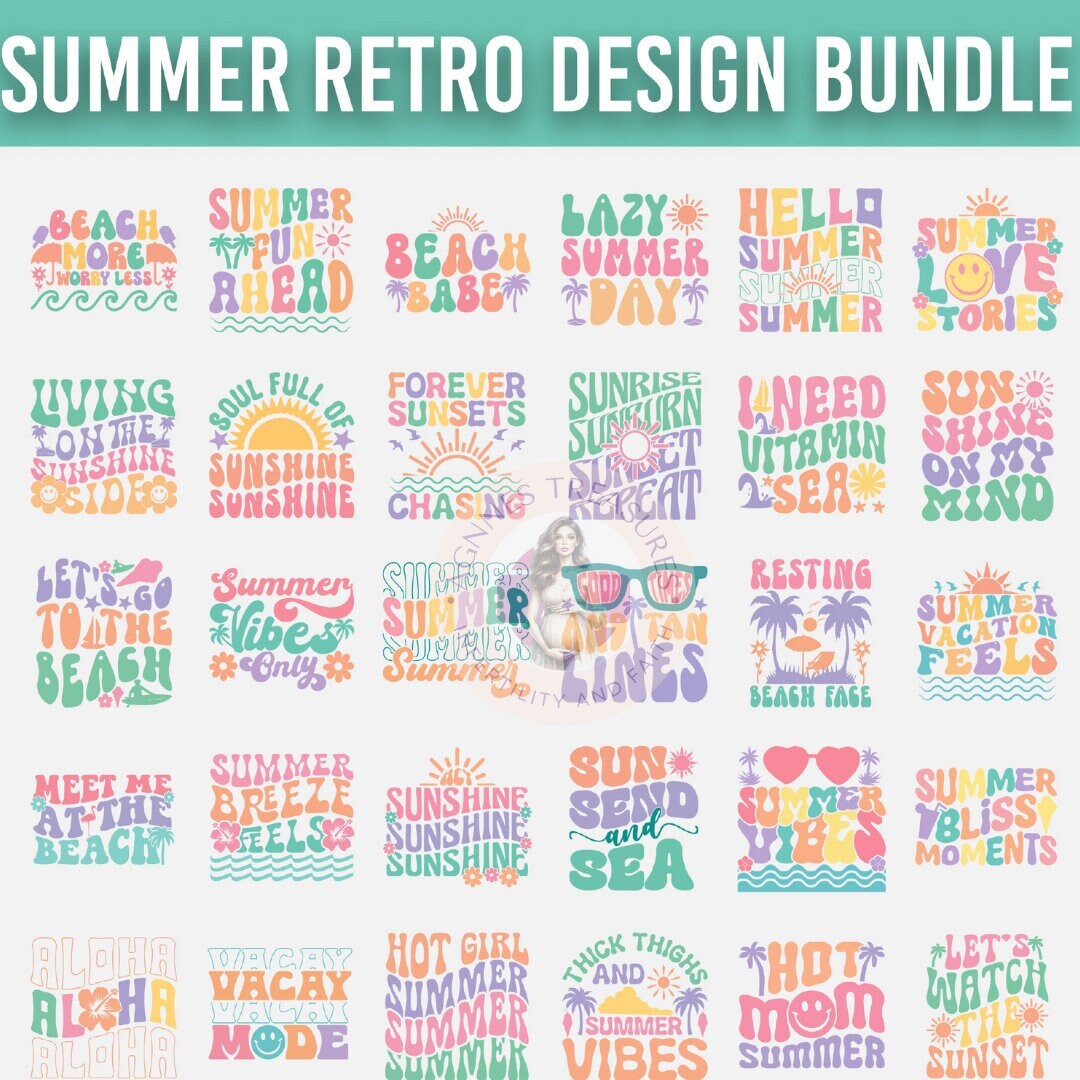 Retro Summertime 30 Svg Pack| Beach Vacation Bundle| Cricut Svg Files ...