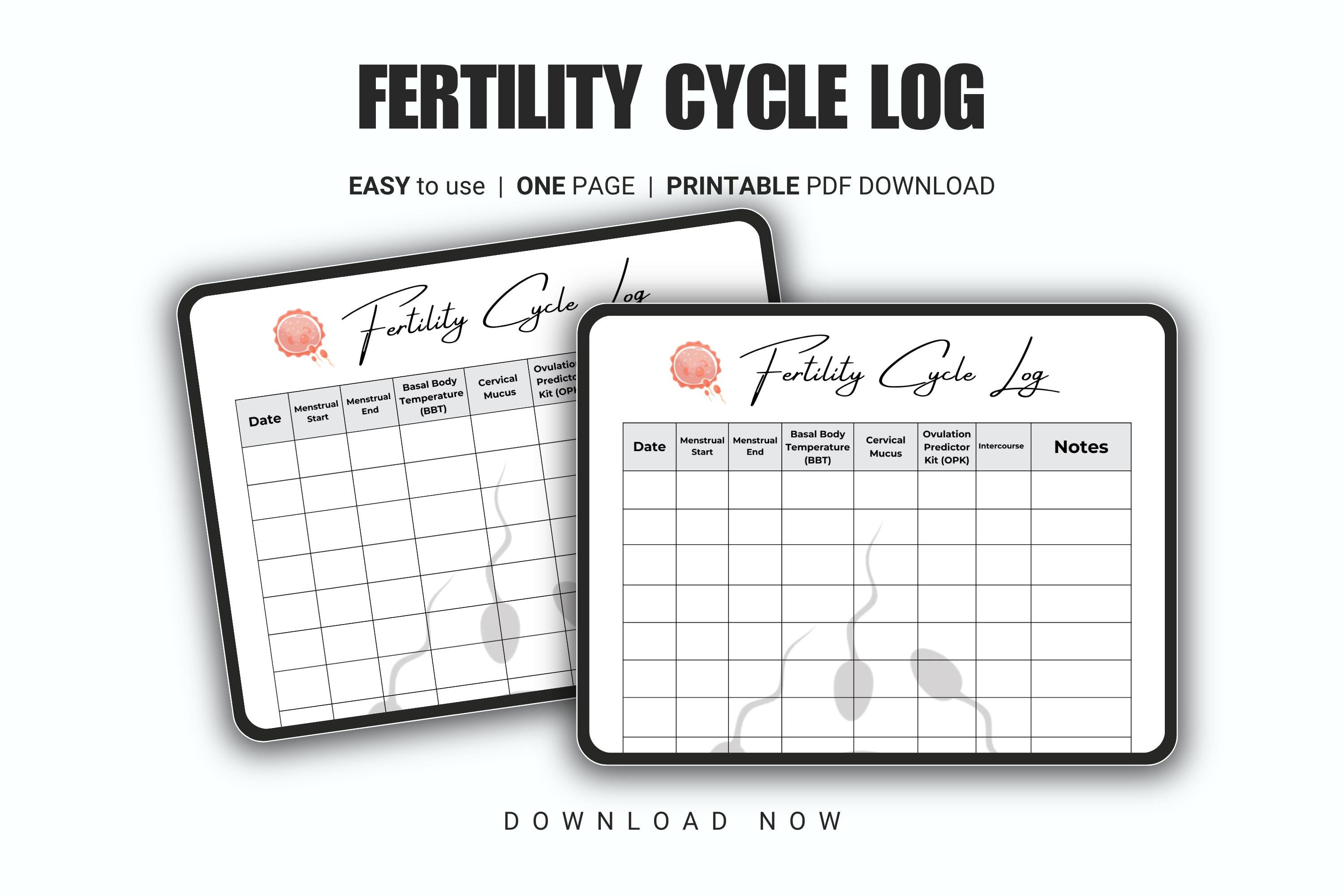 Comprehensive Fertility Cycle Log Planner | Ovulation Menstrual Tracker ...