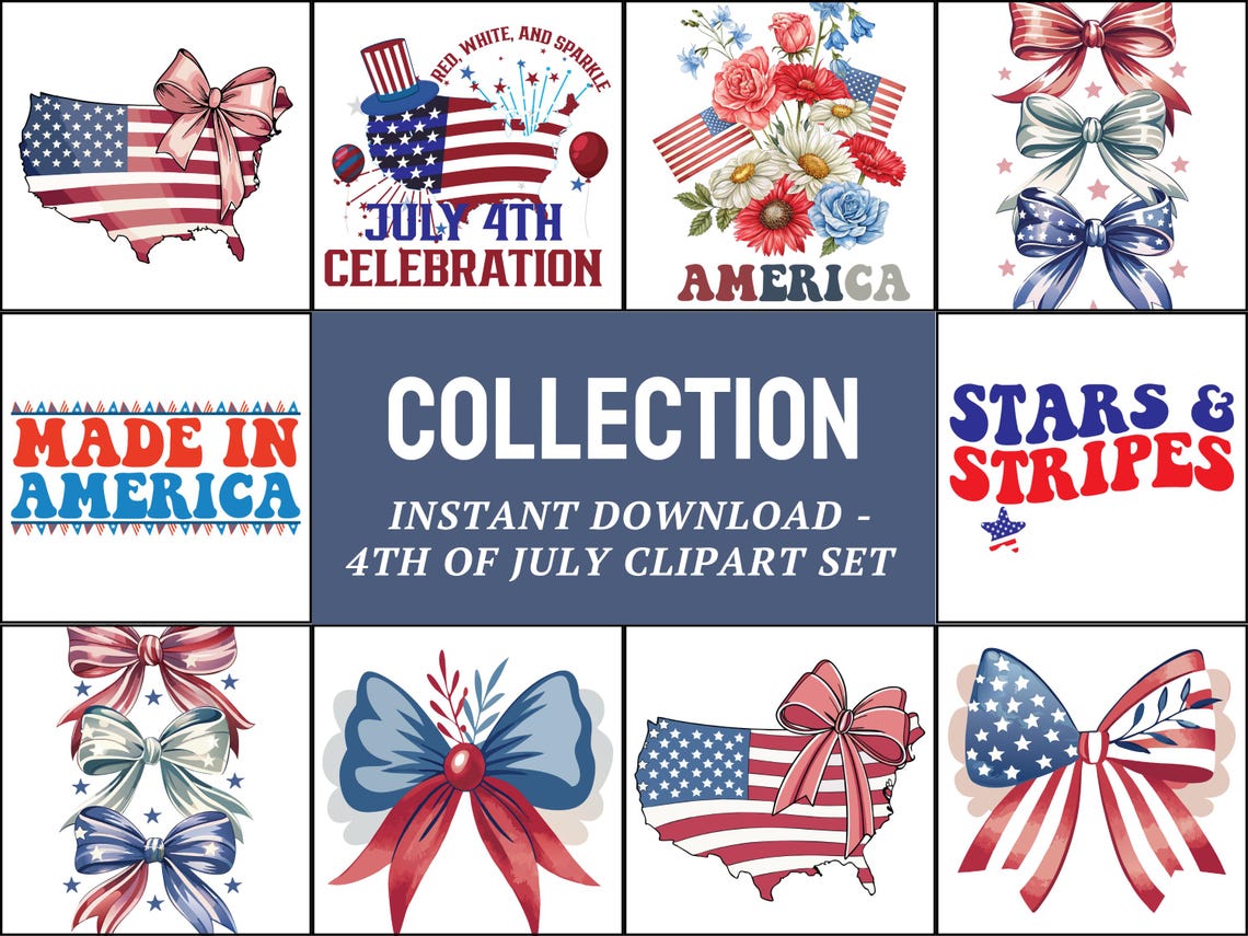 15 Retro 4th of July PNG Bundle| Patriotic Clipart| Independence Day ...