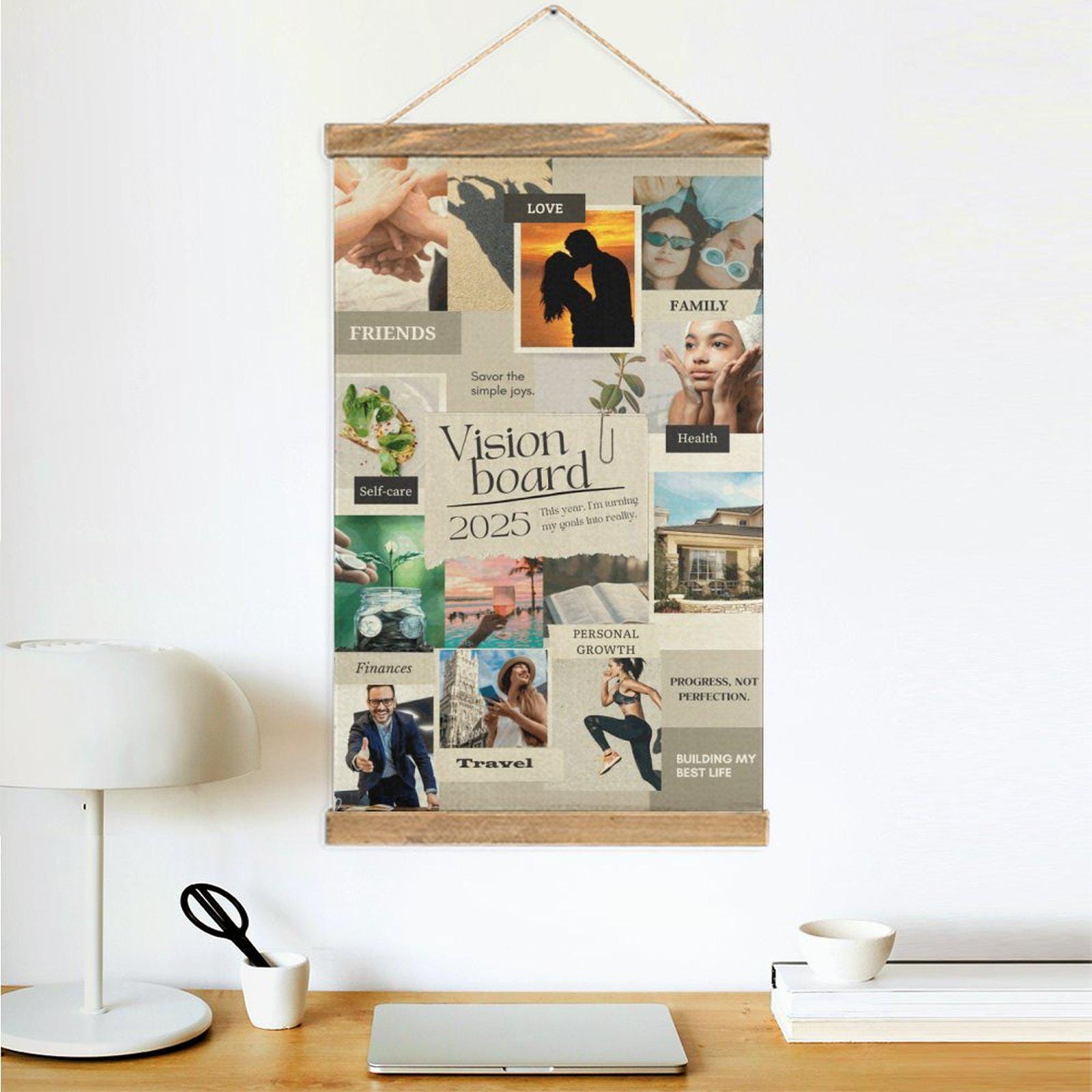 Custom Vision Board Wall Decor – Personalized Flax Fabric Wall Art for ...