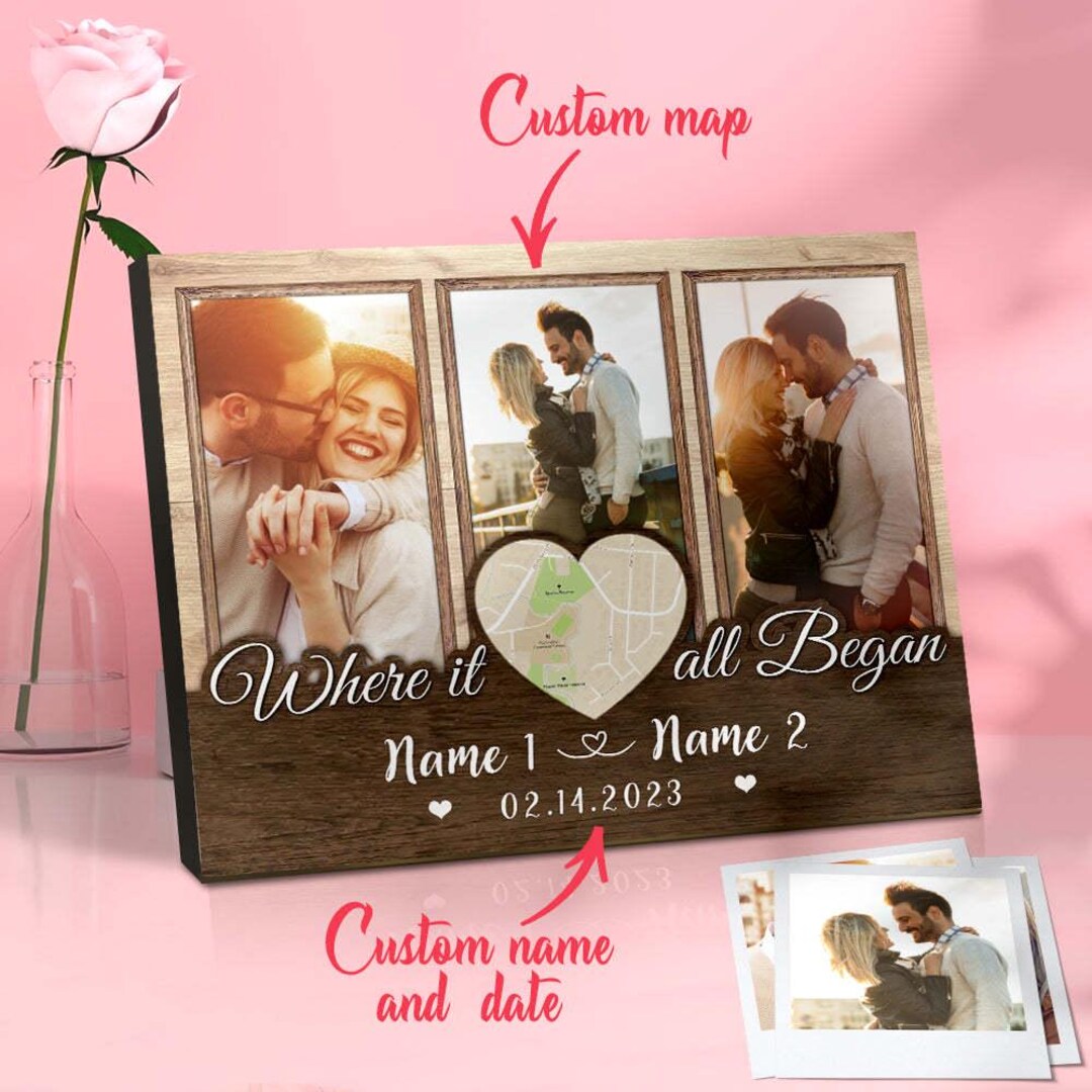 Map Photo Frame Personalized Desktop Picture Frame With Names, Photos ...