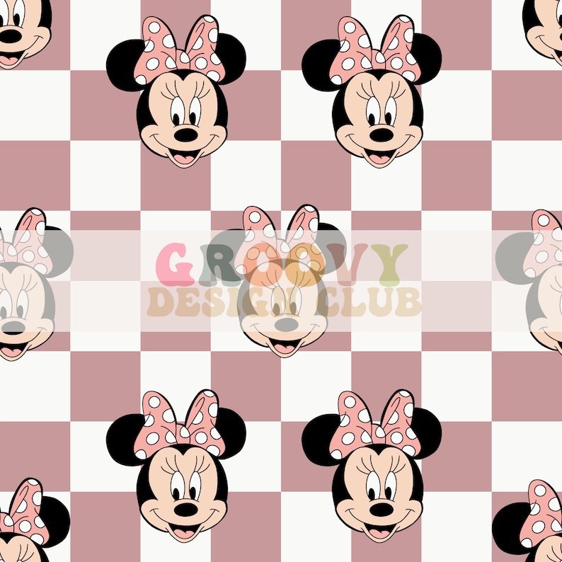 Minnie Mouse Seamless Checkered Pattern Repeat Design File - Etsy