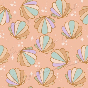 Boho Seashell Seamless Repeat Pattern Digital Download Fabric Design ...