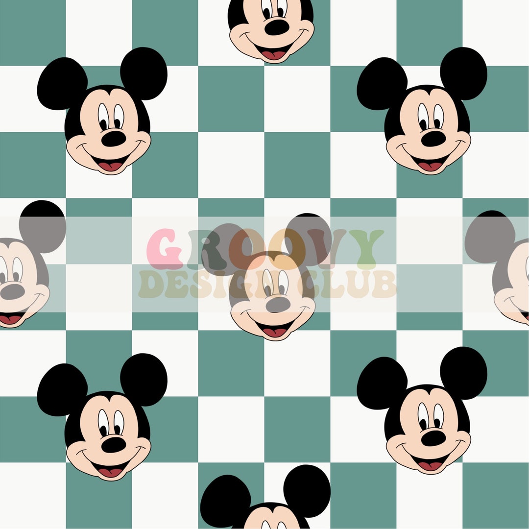 Mickey Mouse Checkered Seamless Pattern Repeat Design File Digital ...