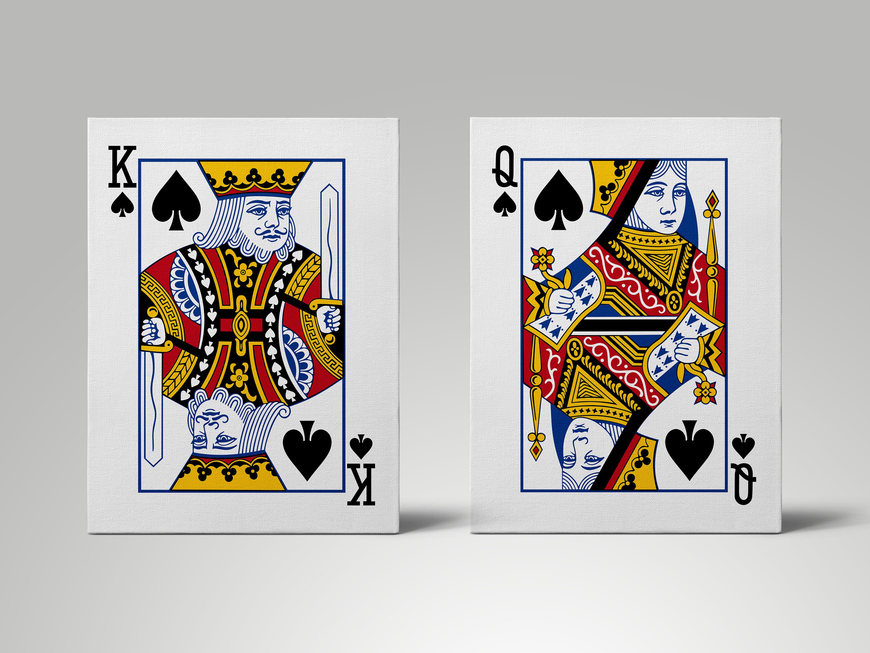 King/queen Playing Card Canvas / Hearts / Diamonds / Spades / Clubs ...