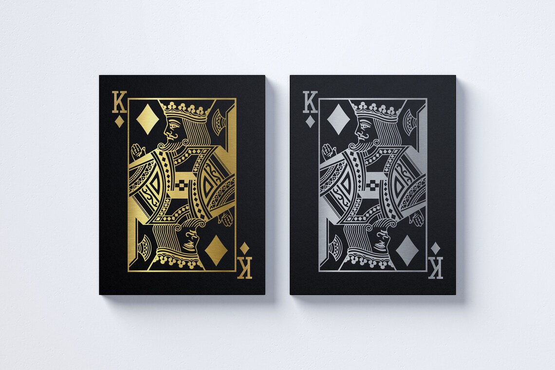 Gold/silver King Playing Card Canvas / Hearts / Diamonds / - Etsy
