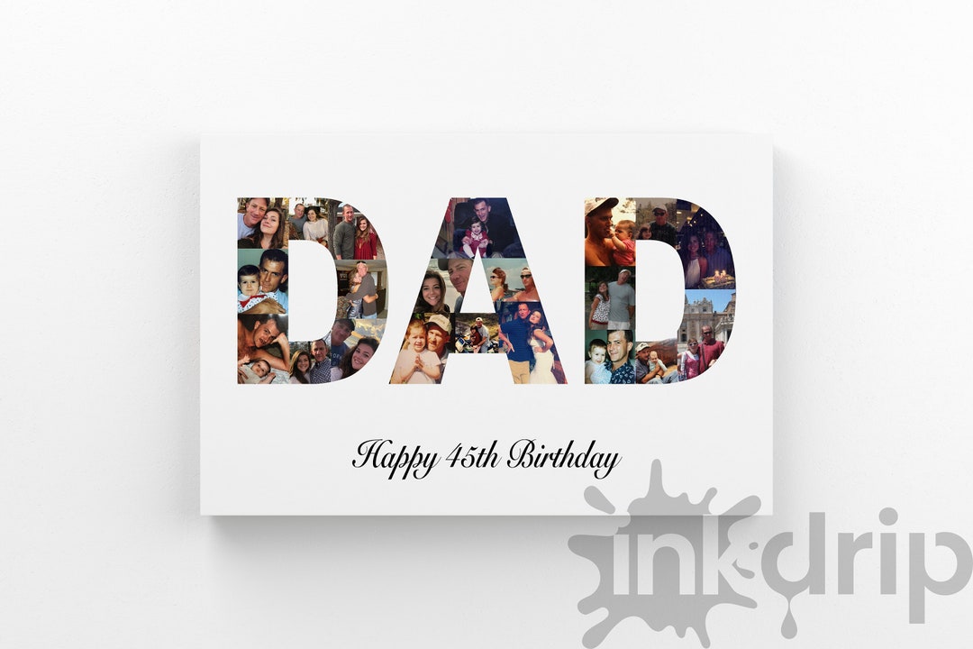 Personalized DAD Birthday Canvas / Custom DAD Shape Photo/ Collage ...