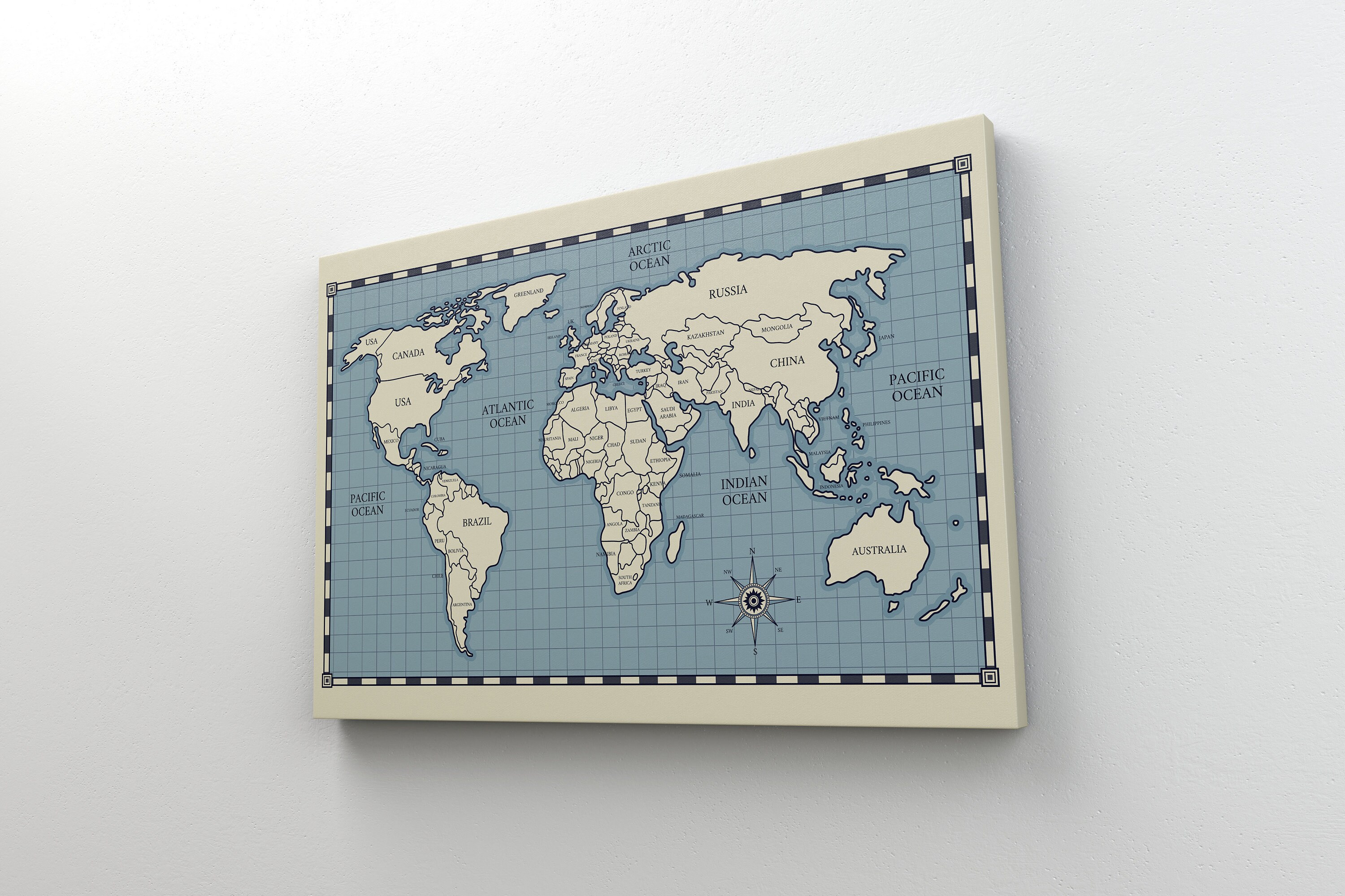 Classic World Map Canvas / Map of the World Canvas / World Art / Art ...