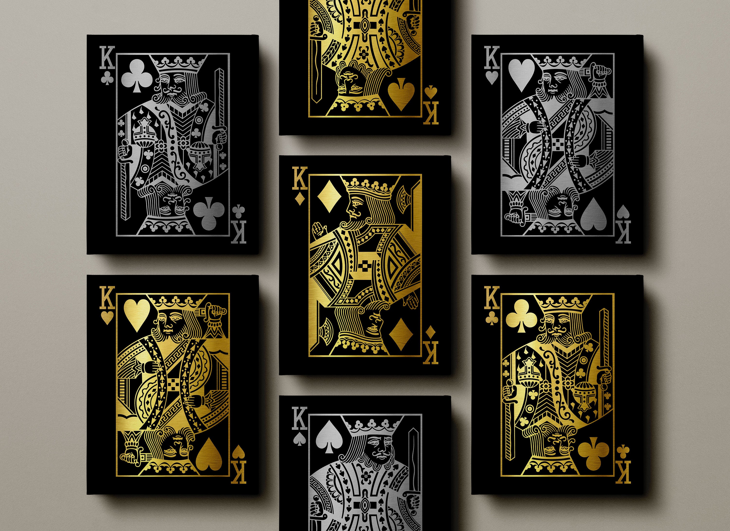 Gold/silver King Playing Card Canvas / Hearts / Diamonds / Spades ...