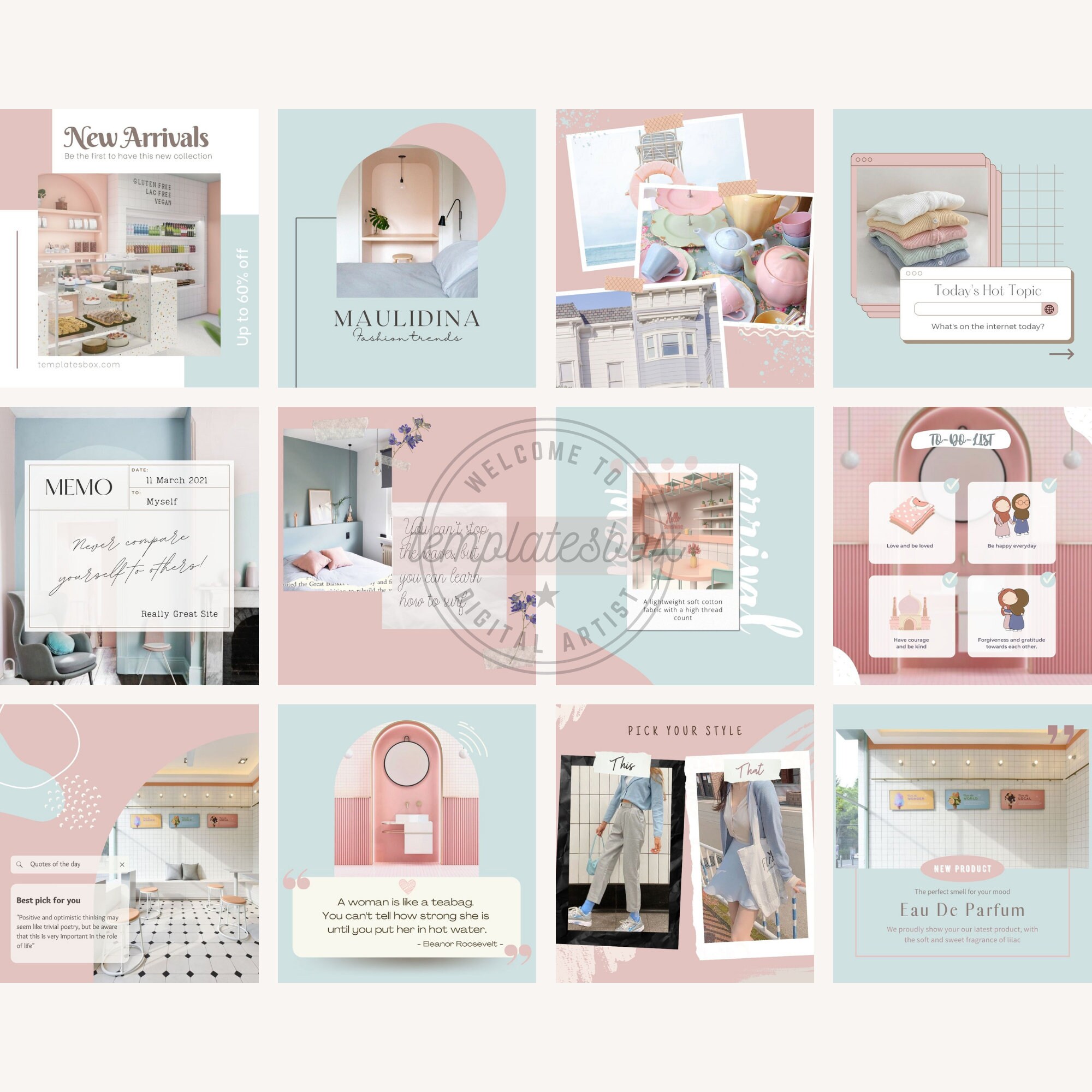 100 Instagram Feed Templates for Social Media, Editable Instagram Post ...