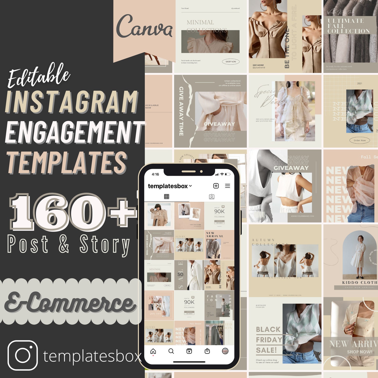 160+ E-commerce Instagram Feed Templates for Social Media, Editable ...