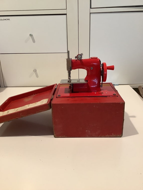 Red Toy Sewing Machine in Box | Etsy