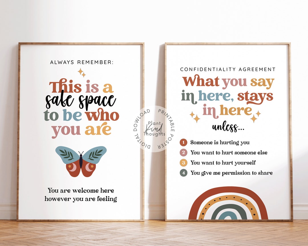 COUNSELING OFFICE Confidentiality Agreement Poster & Safe Space Poster ...
