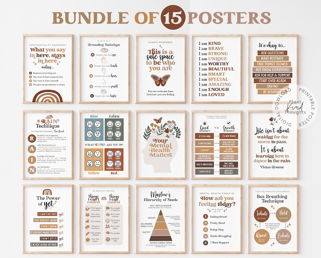15 BOHO Counseling Posters Bundle School Counselor Office Decor School ...