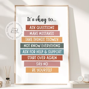 IT'S OKAY Mental Health Poster Printable Classroom Decor School ...