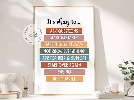 IT'S OKAY Mental Health Poster Printable Classroom Decor - Etsy