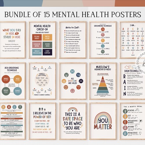 BUNDLE 6 Mental Health Posters: BOHO School Counselor Office - Etsy