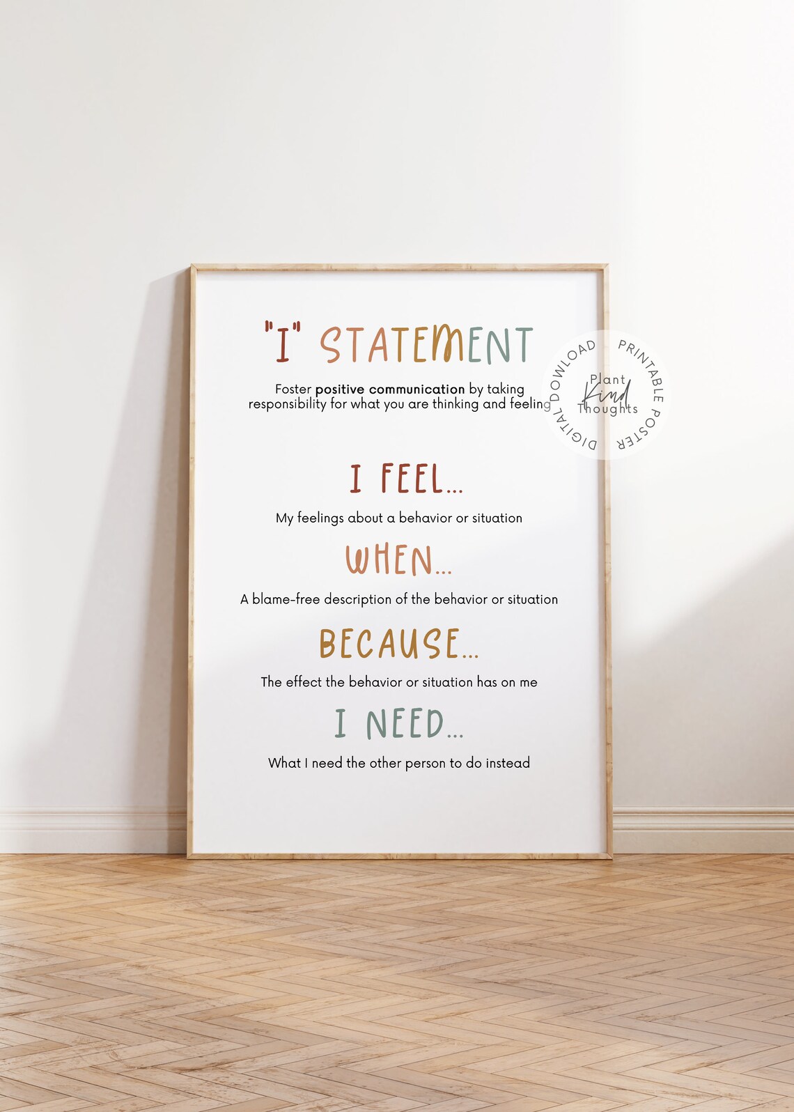 I STATEMENT Mental Health Poster: Therapy Office Decor School Counselor ...