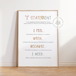 I STATEMENT Mental Health Poster: Therapy Office Decor School Counselor ...