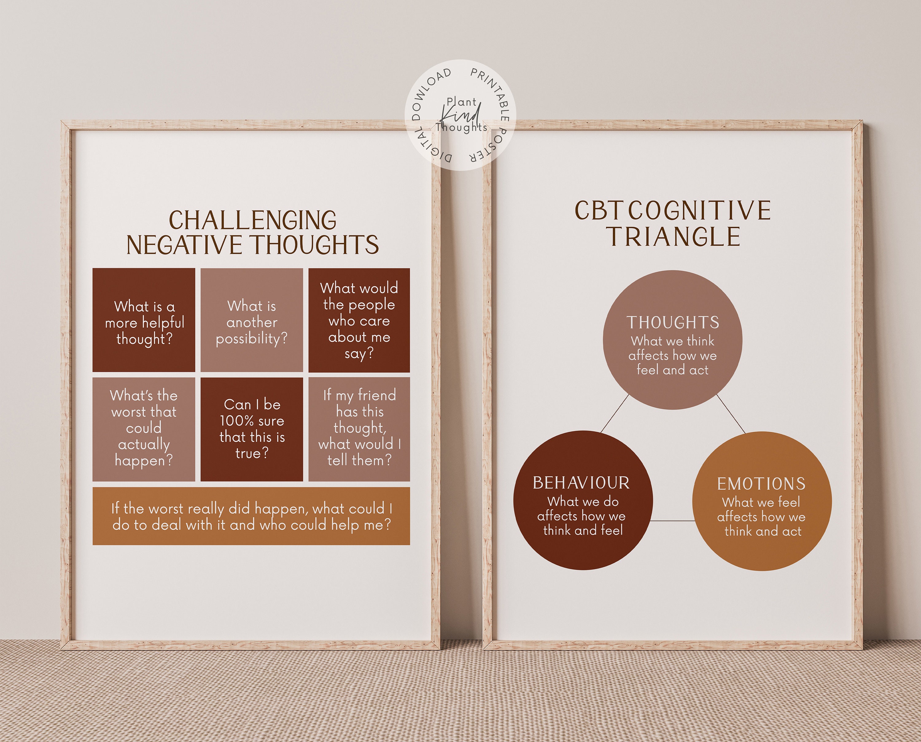 6 CBT POSTERS BUNDLE: Boho Therapist Office School Counselor - Etsy