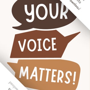 Your Voice Matters DIVERSITY Classroom Poster: Inclusive Human Equality ...