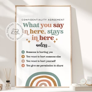 COUNSELING OFFICE Confidentiality Agreement Poster & Safe Space Poster ...