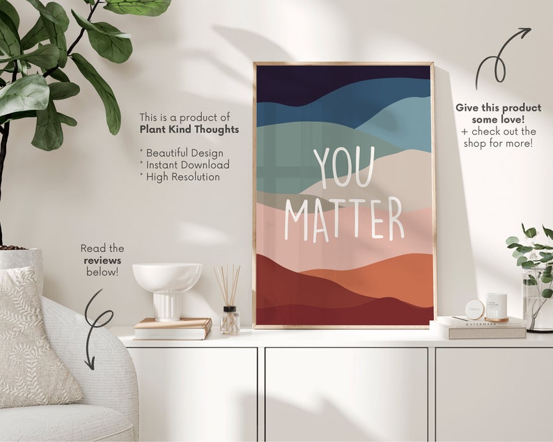 YOU MATTER Mental Health Poster Affirmations School Counselor Office ...