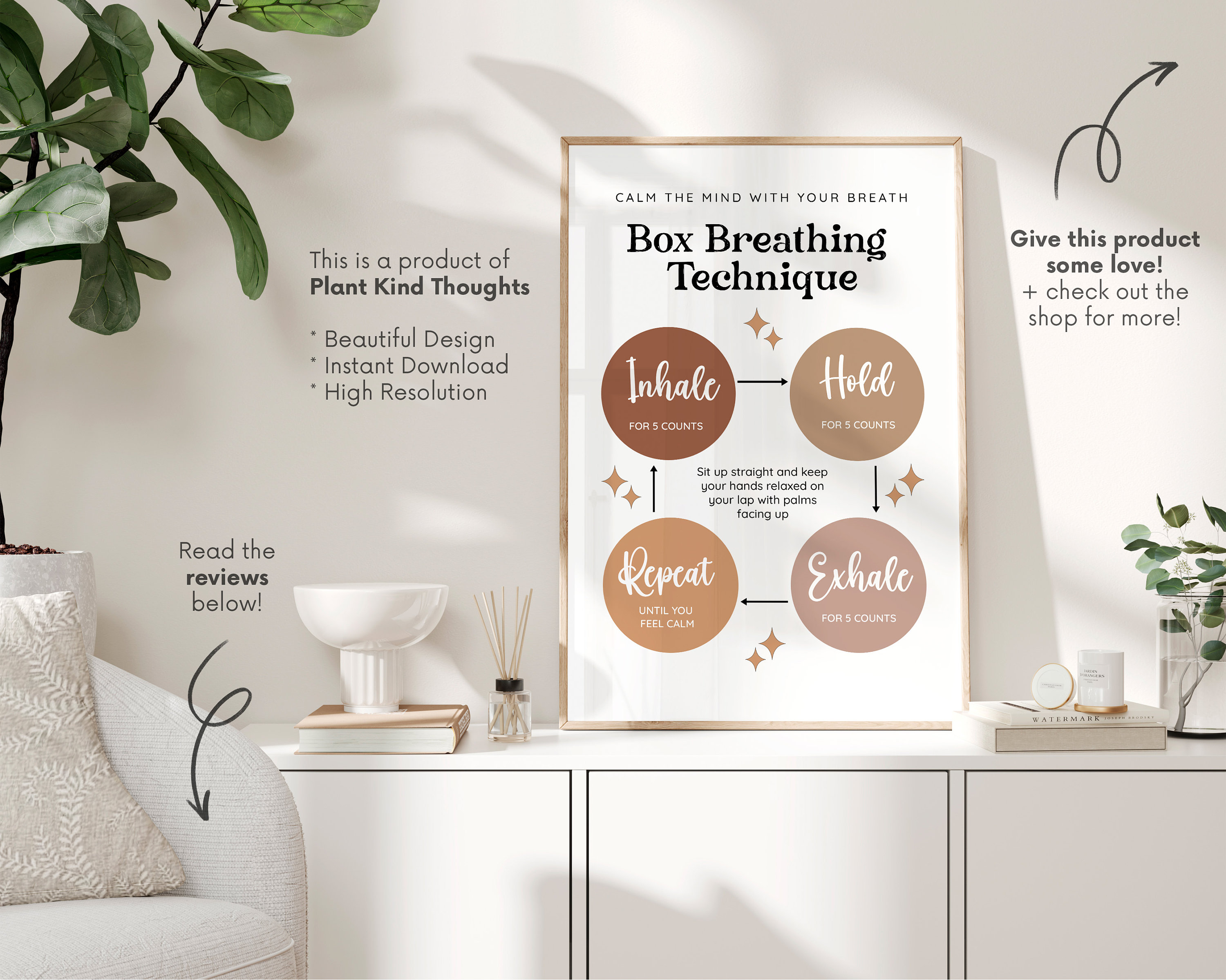 BOX BREATHING Grounding Technique Poster: Therapist Office - Etsy
