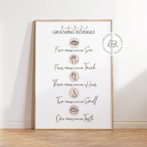 5-4-3-2-1 GROUNDING TECHNIQUE Mental Health Poster School Counselor ...