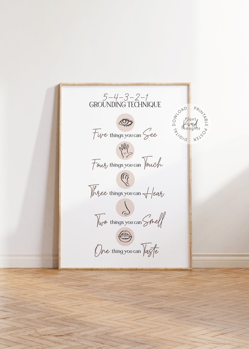 5-4-3-2-1 GROUNDING TECHNIQUE Mental Health Poster School - Etsy