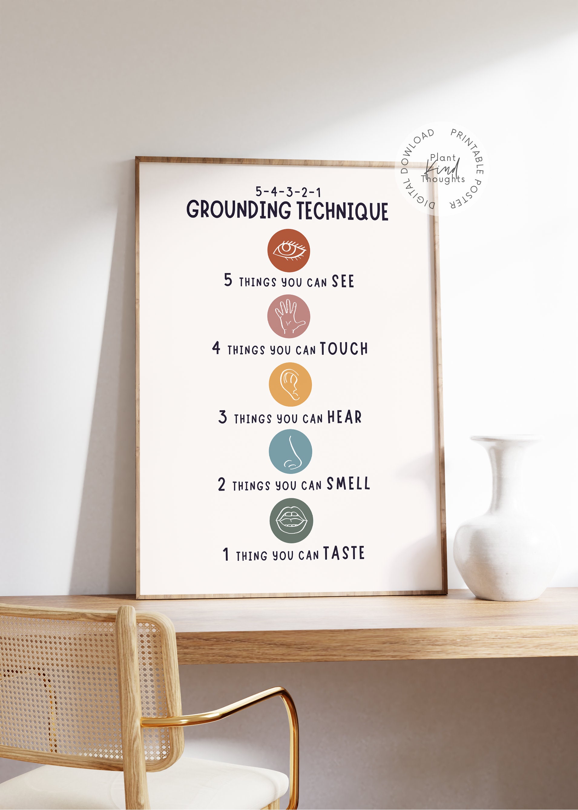 5-4-3-2-1 GROUNDING TECHNIQUE Mental Health Poster: School - Etsy
