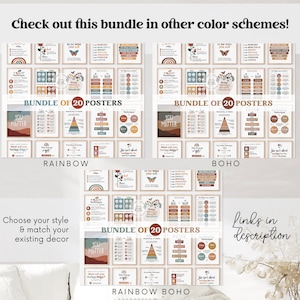 20 RAINBOW BOHO Counseling Posters Bundle School Counselor Office Decor ...