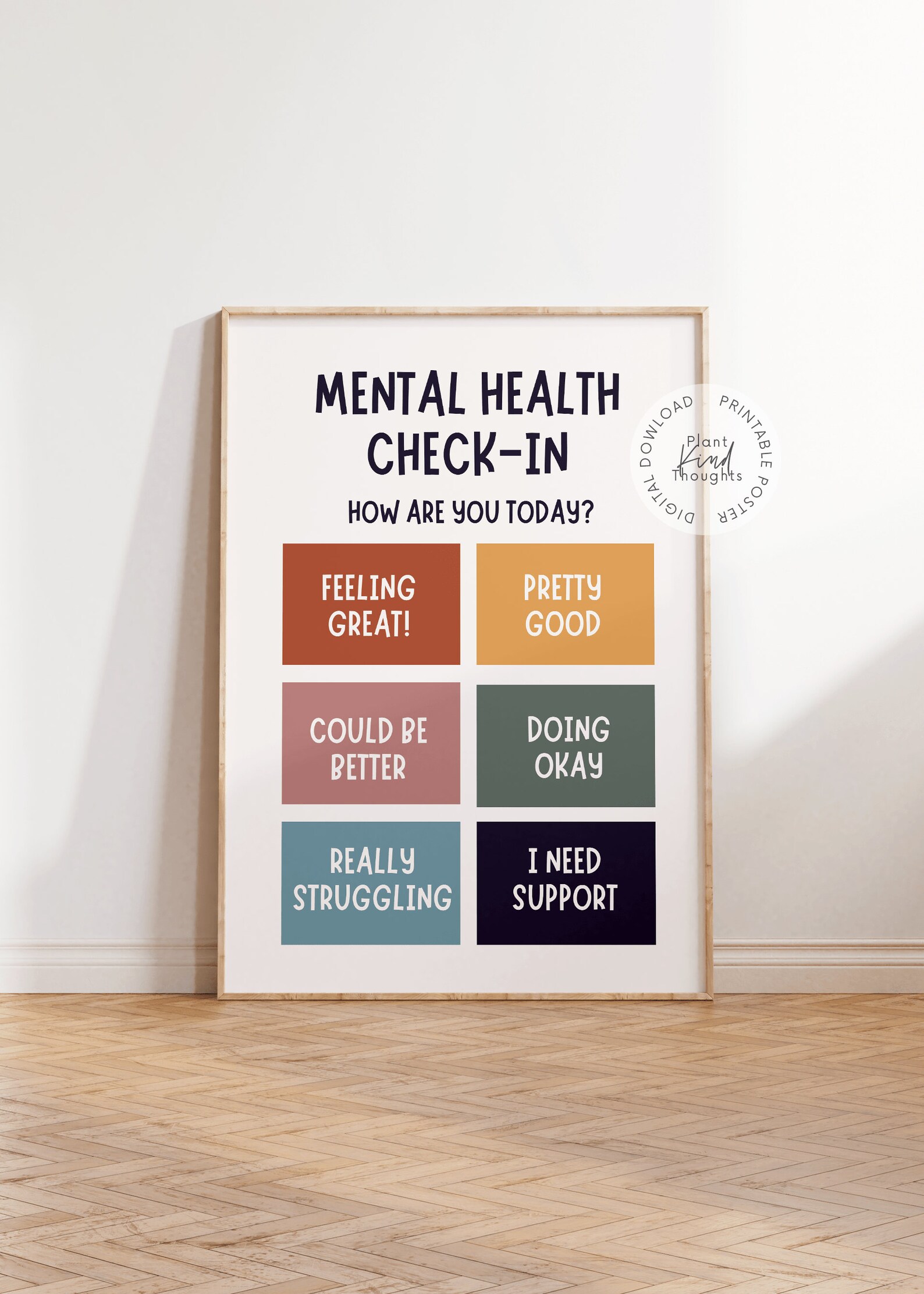 MENTAL HEALTH Check-in Digital Poster: Emotions, School Counselor ...