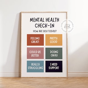 MENTAL HEALTH Check-in Digital Poster: Emotions, School Counselor ...