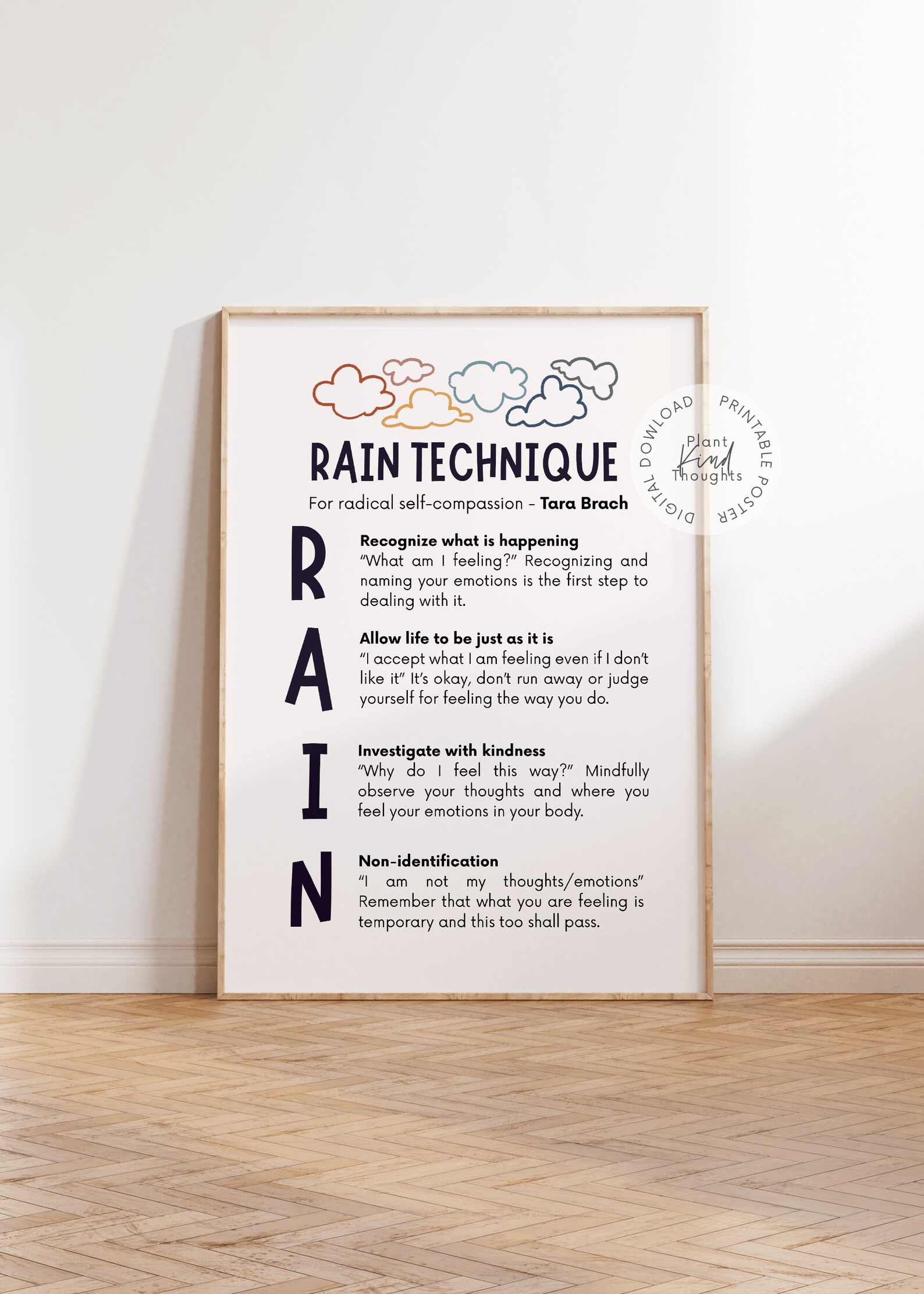 RAIN TECHNIQUE Mental Health Poster: School Counselor Office - Etsy