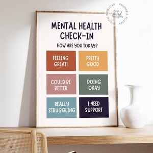 MENTAL HEALTH Check-in Digital Poster: Emotions, School Counselor ...