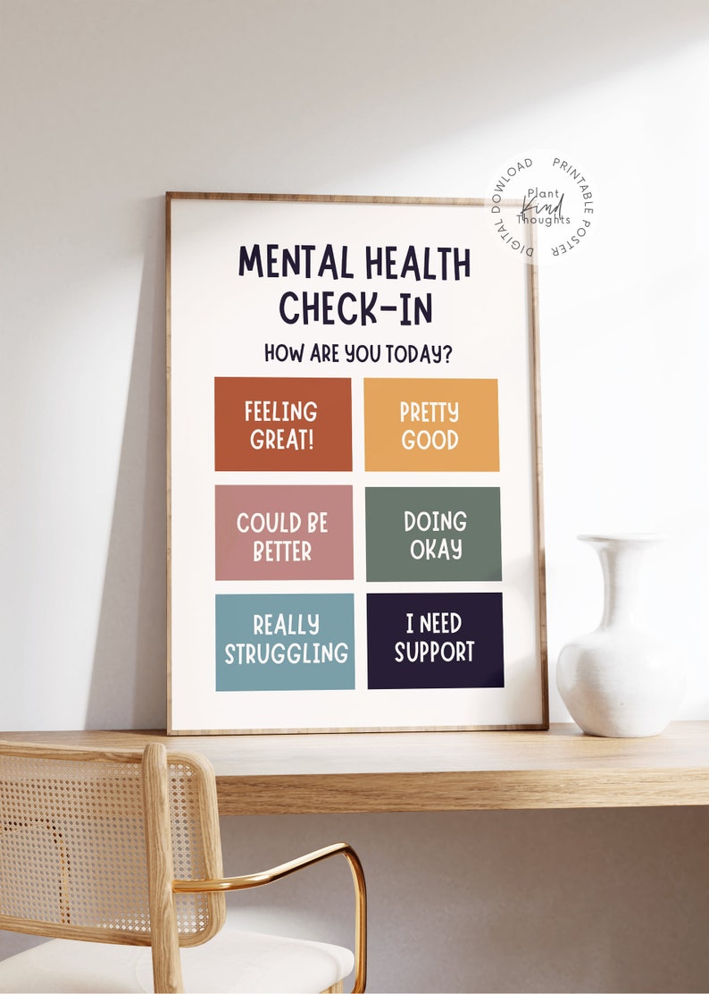 MENTAL HEALTH Check-in Digital Poster: Emotions School - Etsy