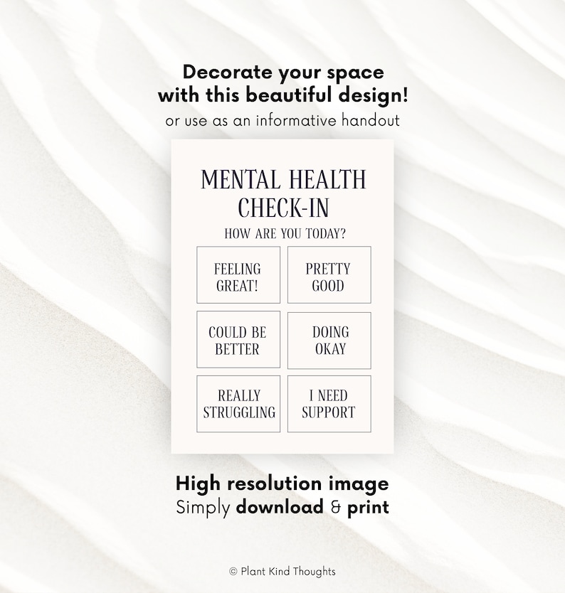 MENTAL HEALTH Check-in Digital Poster: Emotions School | Etsy
