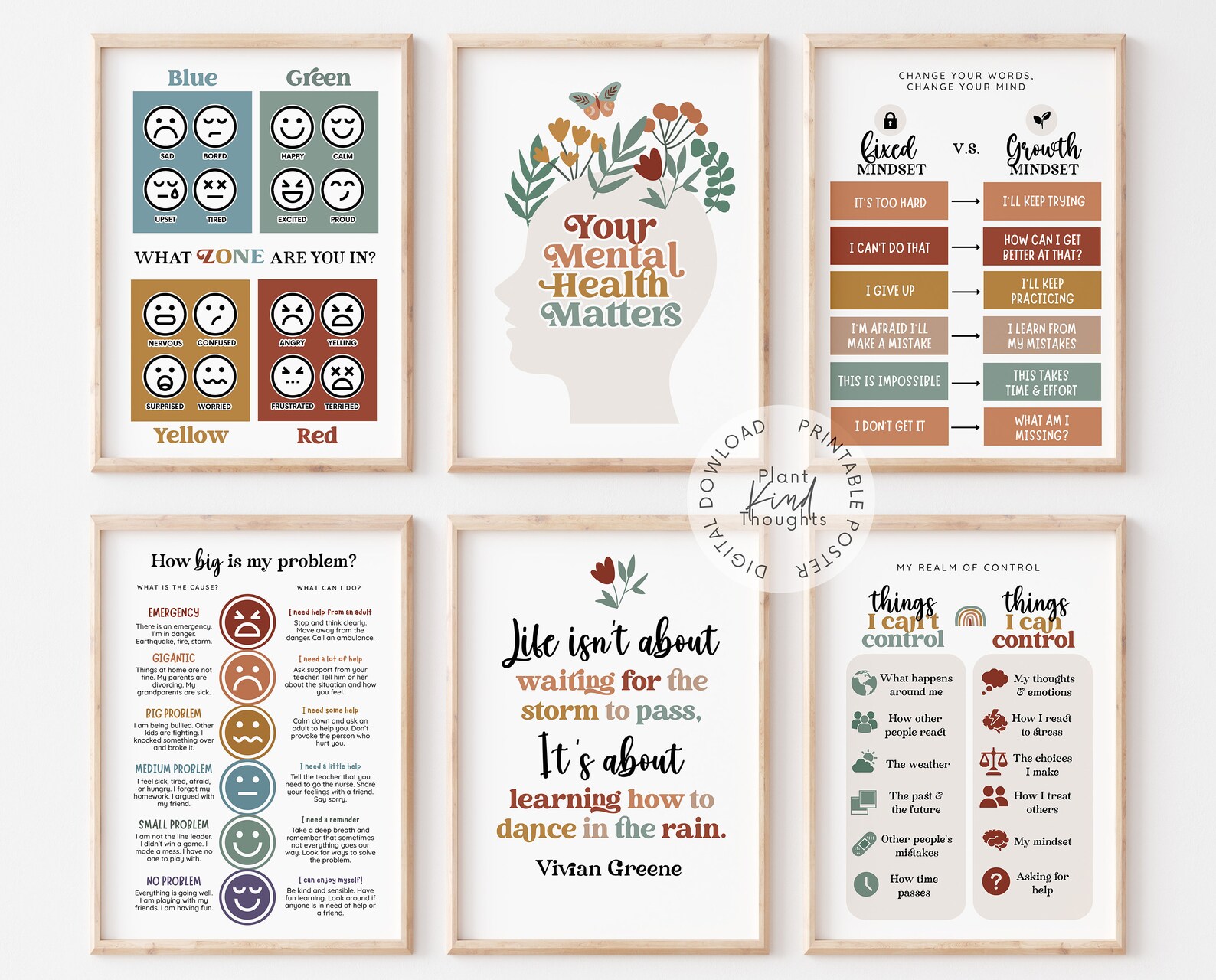 20 RAINBOW BOHO Counseling Posters Bundle School Counselor Office Decor ...