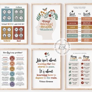 20 RAINBOW BOHO Counseling Posters Bundle School Counselor Office Decor ...