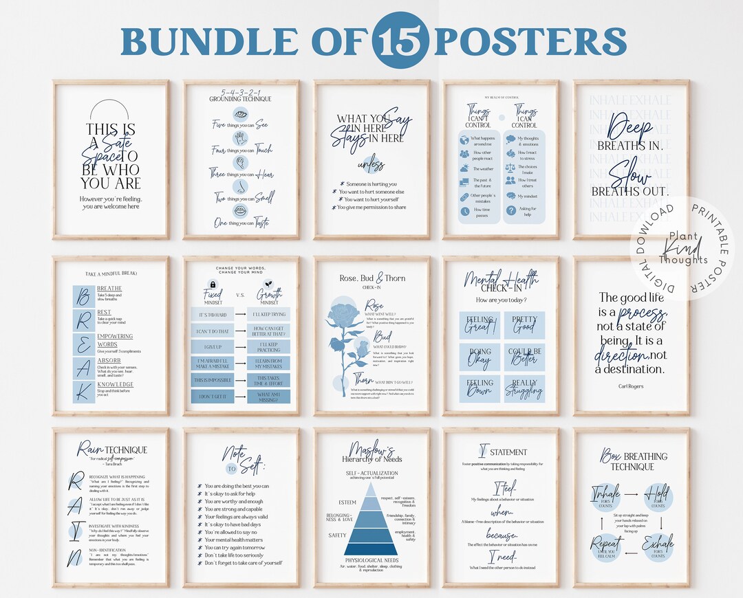 15 School Counseling Posters BLUE School Counselor Office Decor School ...