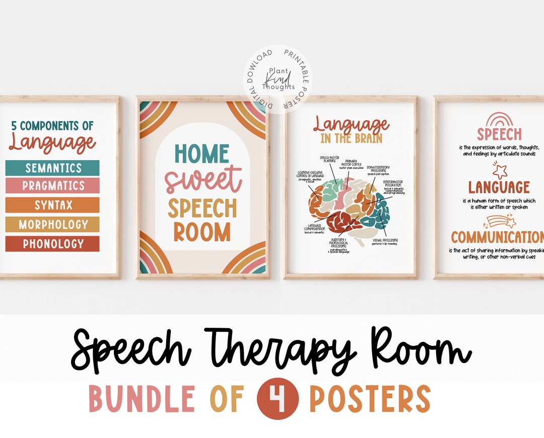 4 SPEECH THERAPY Decor Speech Therapy Poster Bundle Speech Language ...