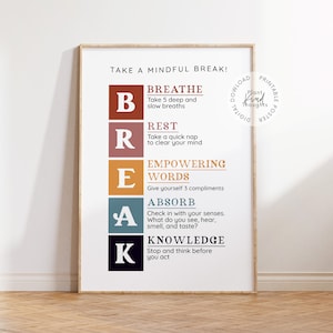 BREAK School Counseling Office Poster School Counselor Office Decor ...