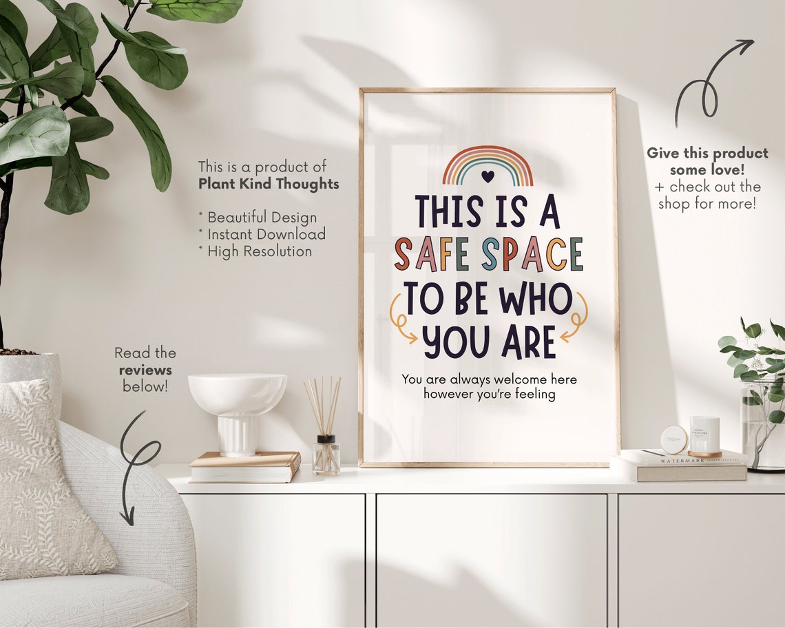 SAFE SPACE Mental Health Poster: Counseling Sign School - Etsy