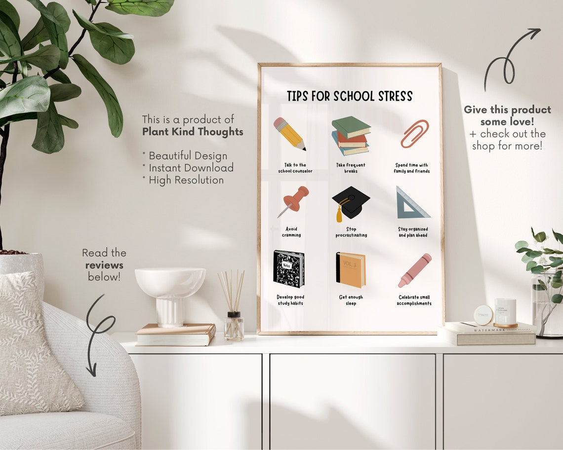 SCHOOL STRESS TIPS Mental Health Poster School Counselor - Etsy