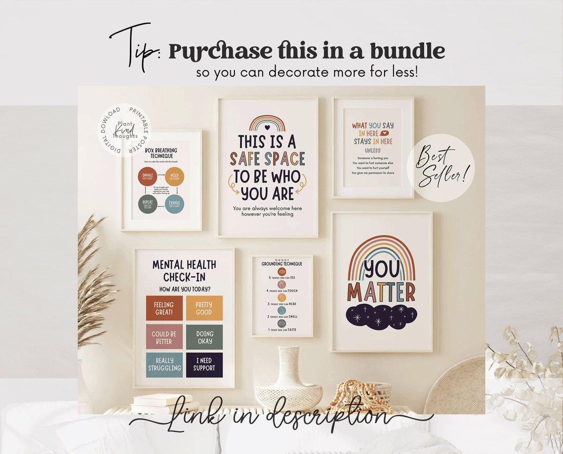 SAFE SPACE Mental Health Poster: Counseling Sign School - Etsy